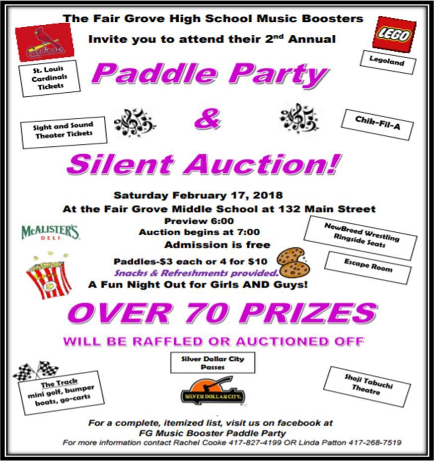 Music Booster Paddle Party Saturday, Feb. 17th | Fair Grove High School